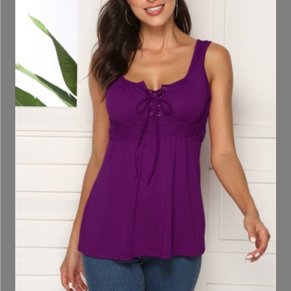 badasha | Tops | Badasha Purple Lace Up Tank | Poshmark